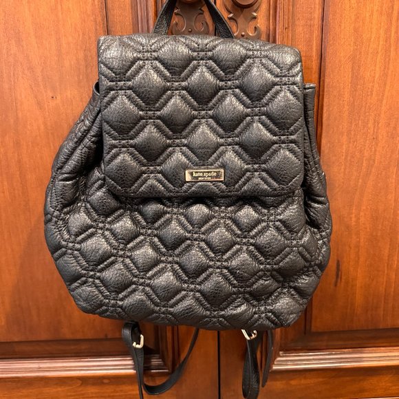 kate spade | Bags | Black Kate Spade Quilted Leather Backpack Purse ...
